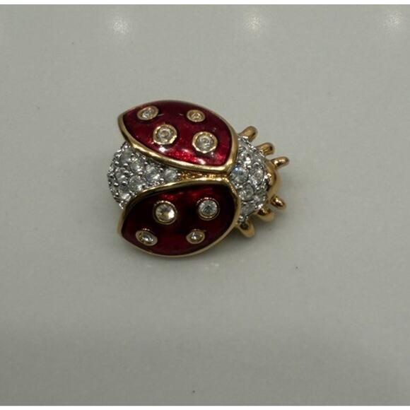 Swarovski | Jewelry | Swarovski Swan Signed Red Enamel Crystal Ladybug ...